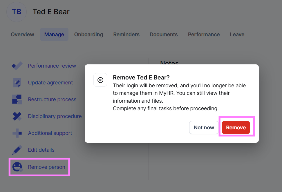 Making an employee inactive and reactivating them