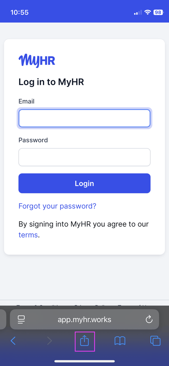 How to Install a MyHR Shortcut on your Apple Device