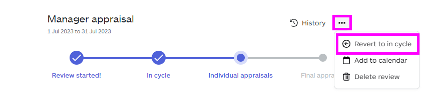 How to get back to the previous stage of a performance review
