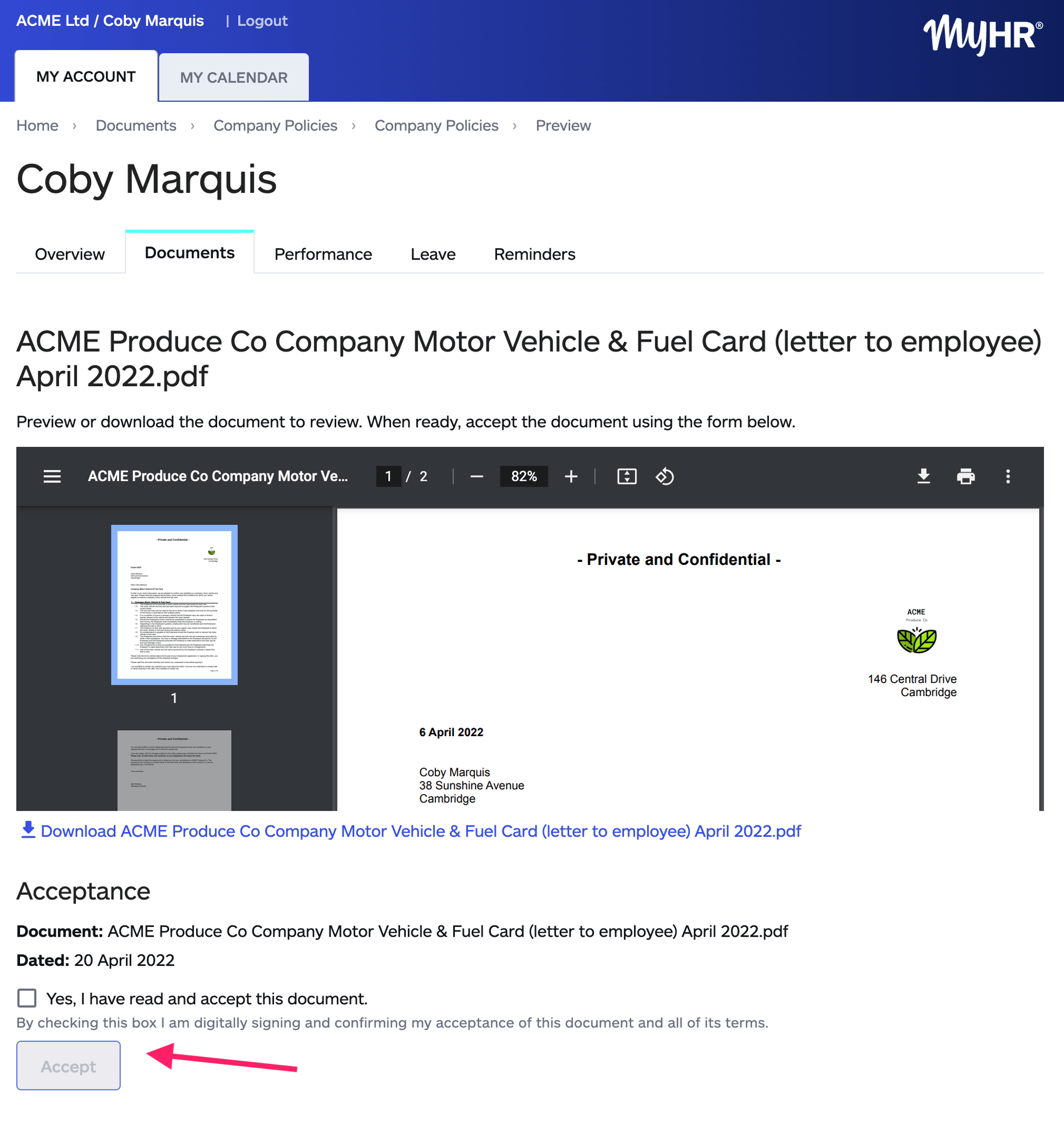 Digital Document Acceptance (DDA)