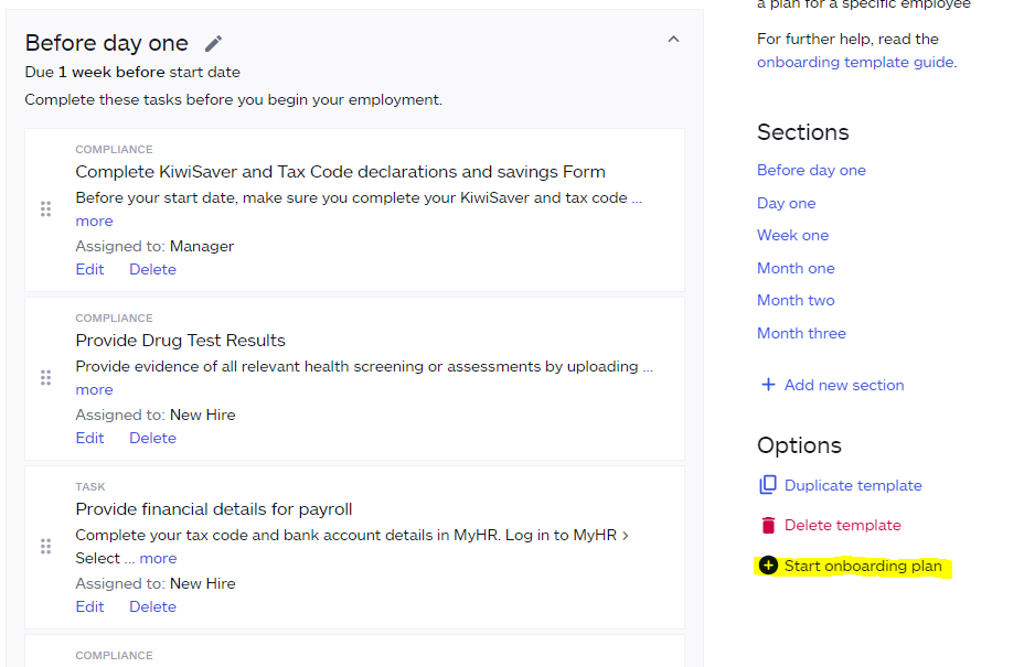 Guide to creating an onboarding template